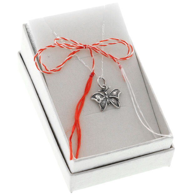 Lant cu Pandantiv Argint Fluture Rustic