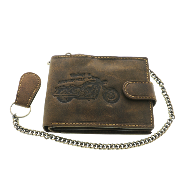 Portofel cu lant motocicleta piele maro