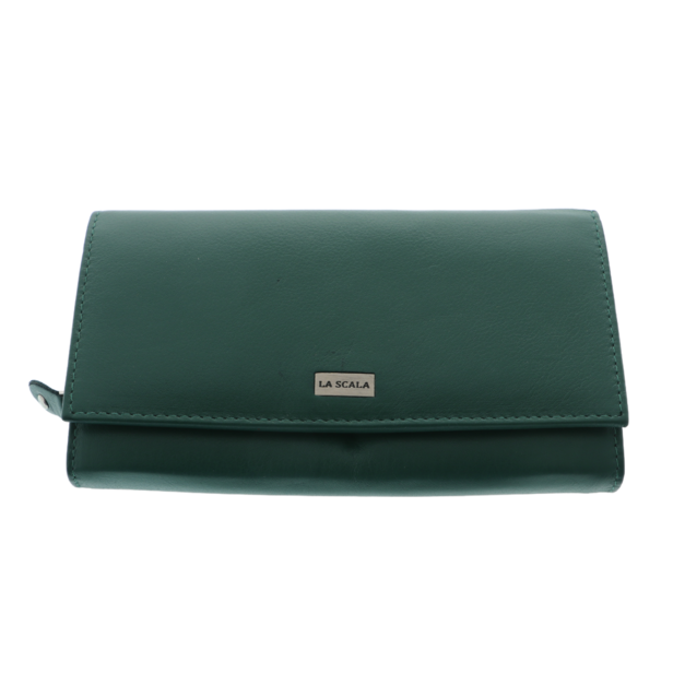 Portofel dama Piele naturala verde La Scala 18cm