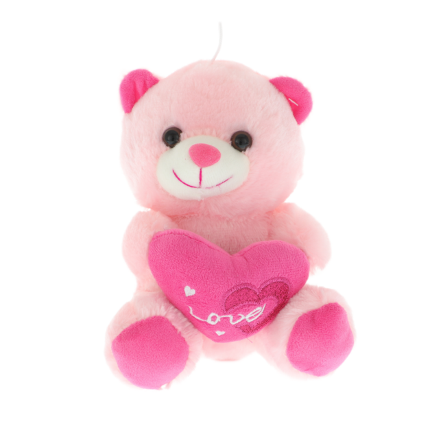 Ursulet de plus roz cu inima love 20cm